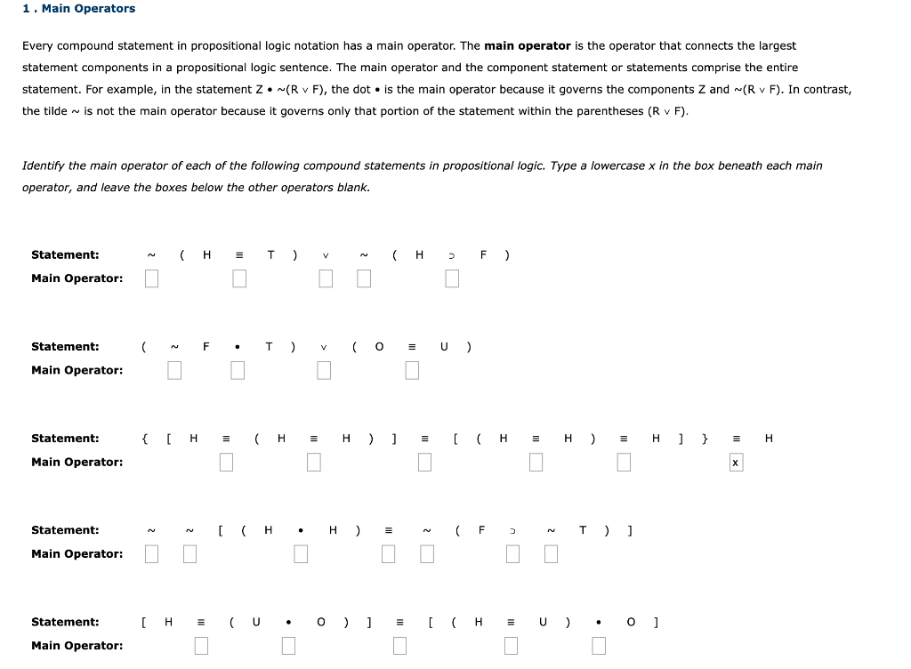 Solved 1. Main Operators Every compound statement in | Chegg.com