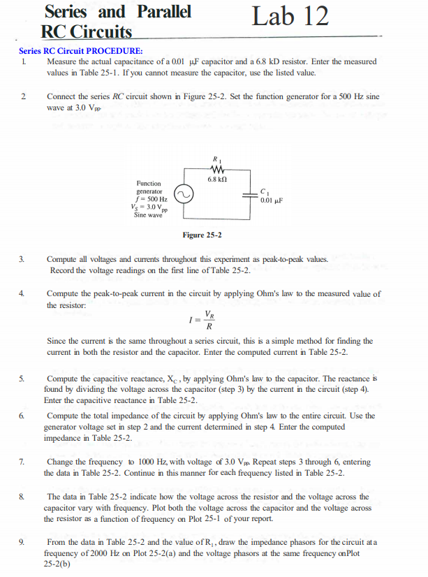 Solved Series and Parallel Lab 12 RC Circuits Series RC | Chegg.com