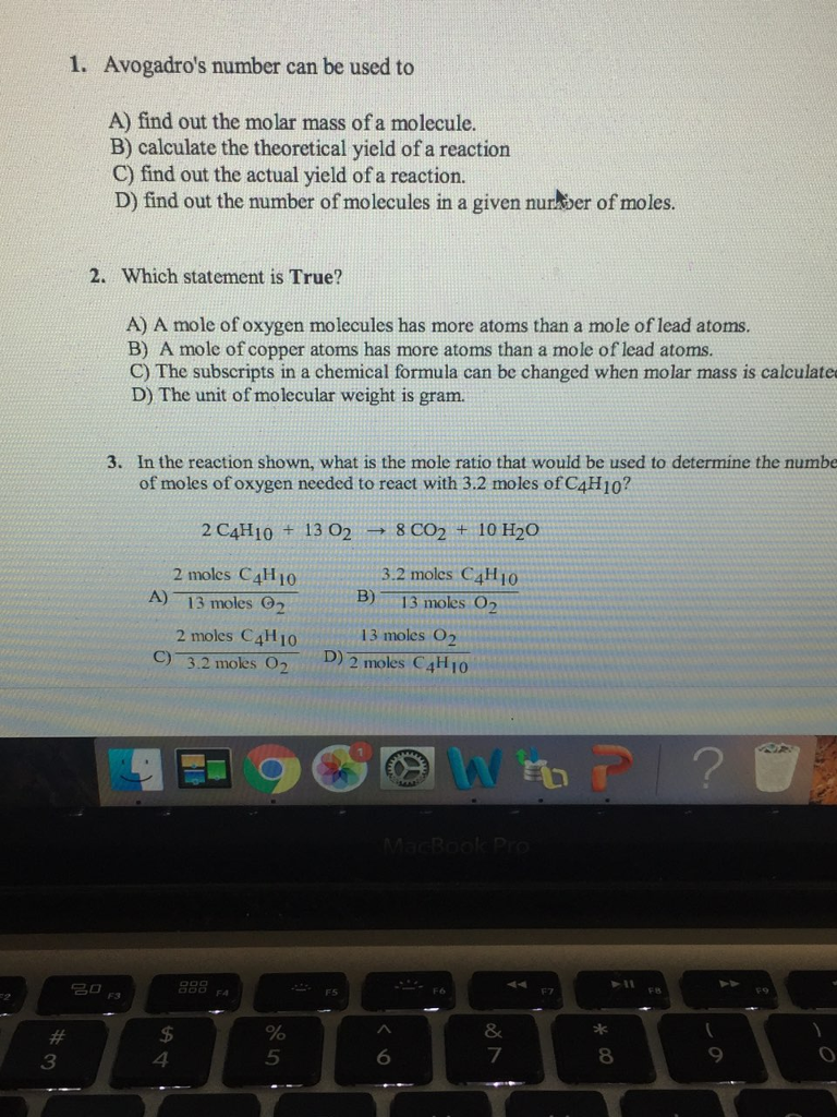 Solved 1. Avogadro's number can be used to A) find out the | Chegg.com