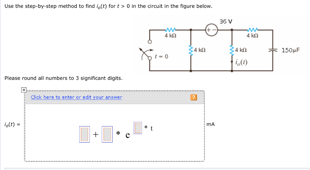 Solved Use the step-by-step method to find io(t) for t > 0 | Chegg.com