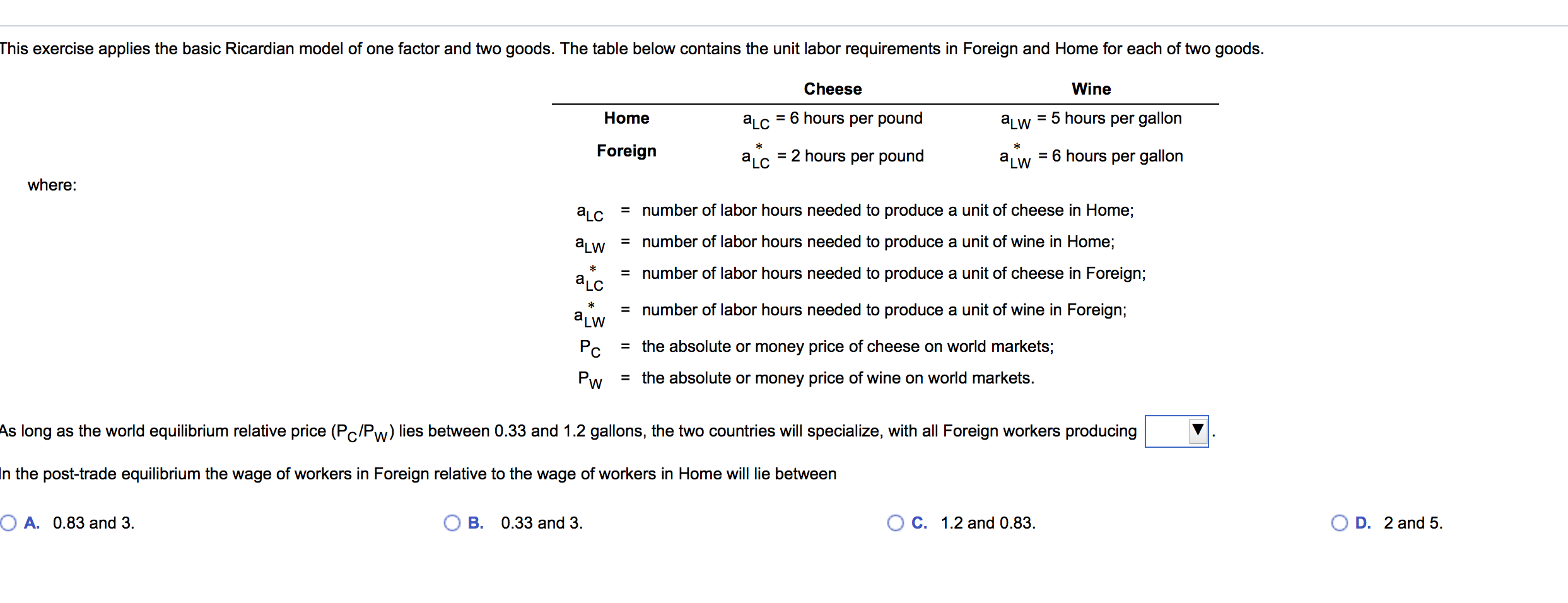 Solved This exercise applies the basic Ricardian model of | Chegg.com