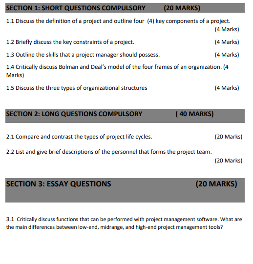 Solved 1.1 Discuss the definition of a project and outline | Chegg.com