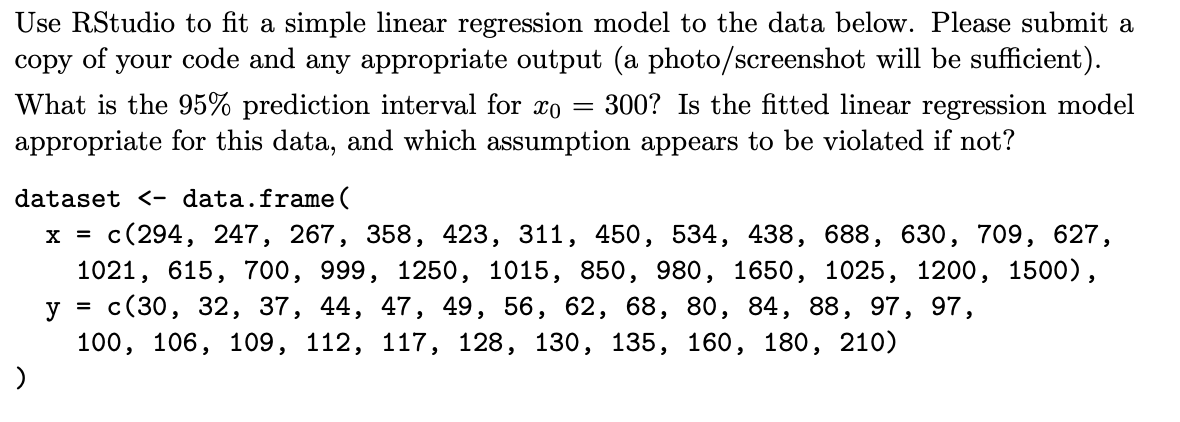 Solved Use RStudio to fit a simple linear regression model | Chegg.com