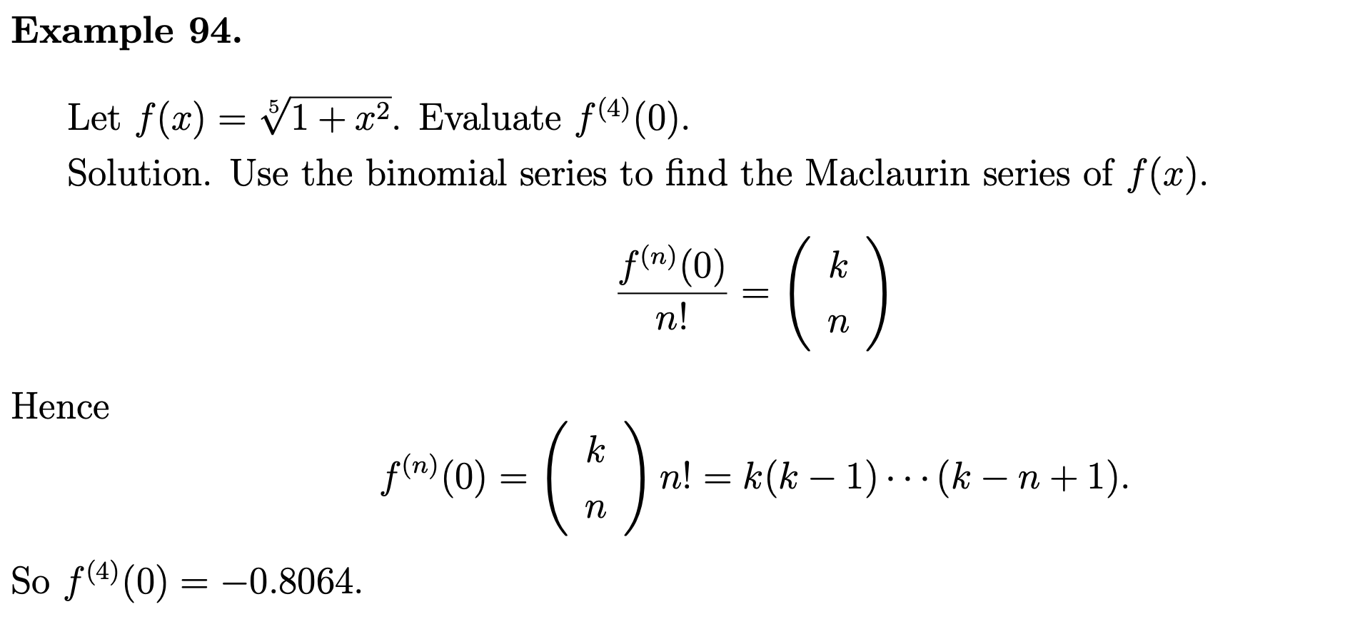 Solved Let f(x)=51+x2. Evaluate f(4)(0). Solution. Use the | Chegg.com