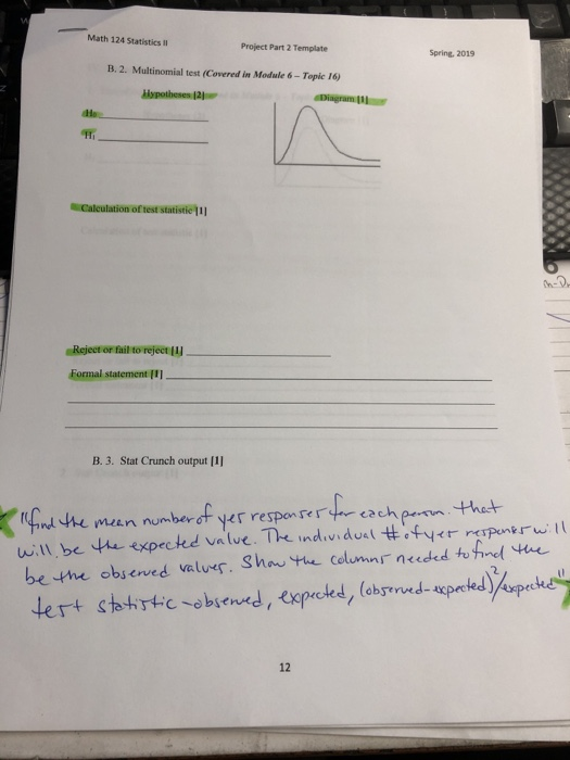 Math 124 Statistics Il Project Part 2 Template | Chegg.com