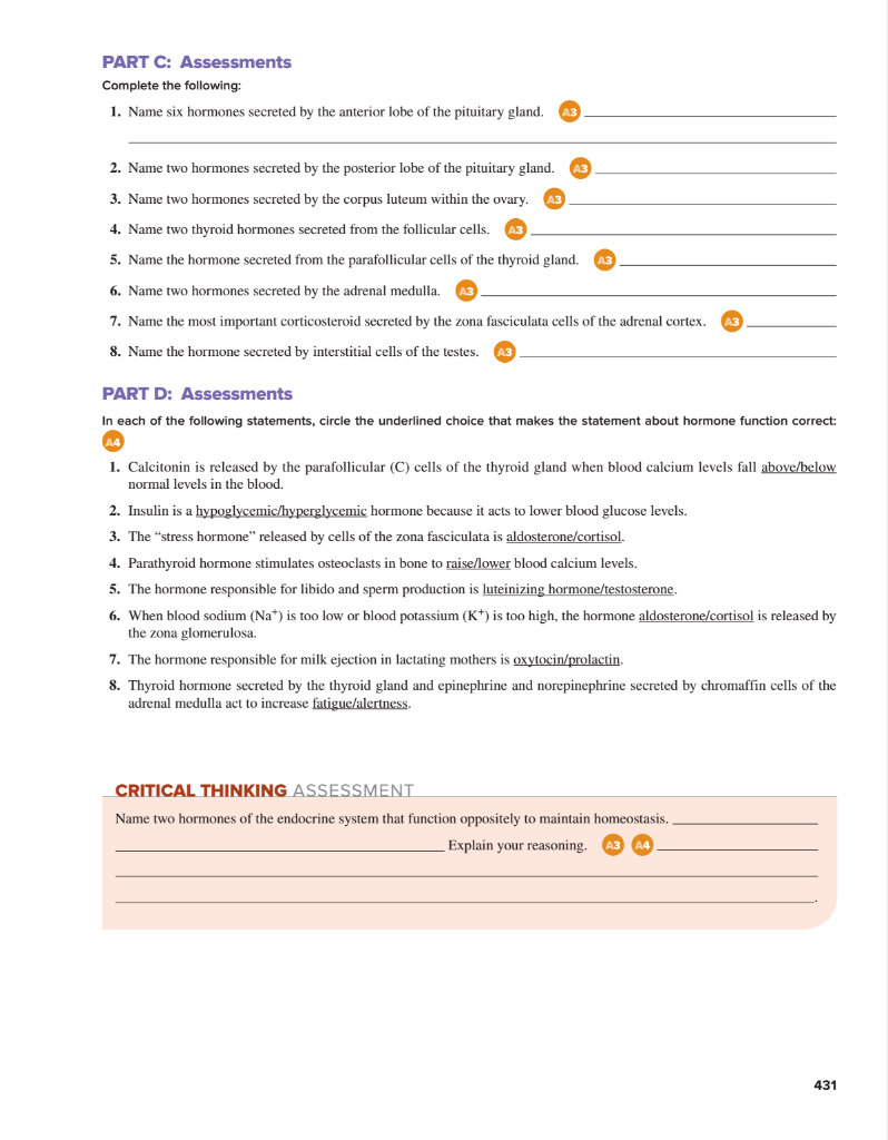 Solved PART C: Assessments Complete the following: 1. Name | Chegg.com