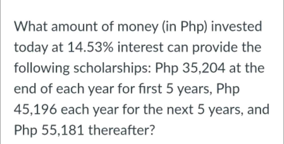 Solved What amount of money (in Php) invested today at | Chegg.com