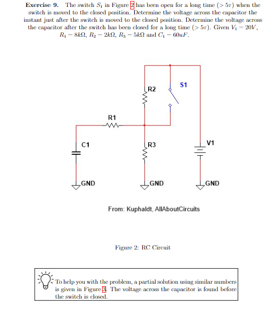 Solved Exercise 9. ﻿The switch S1 ﻿in Figure 2 ﻿has been | Chegg.com
