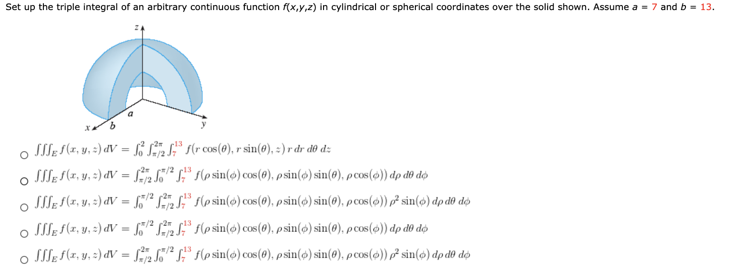 Solved Set Up The Triple Integral Of An Arbitrary Continuous