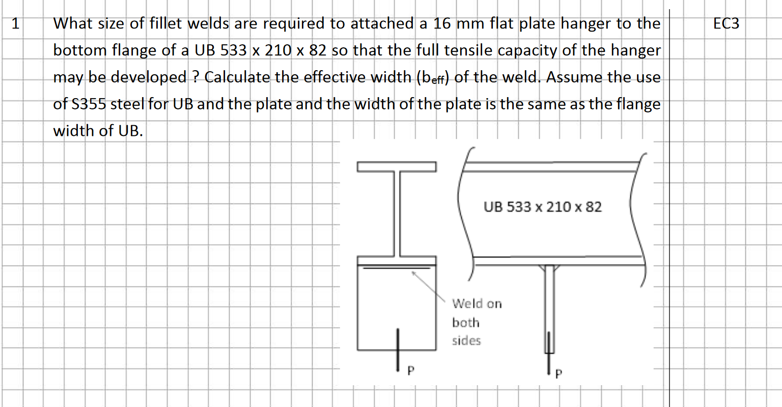 EC3 What size of fillet welds are required to | Chegg.com