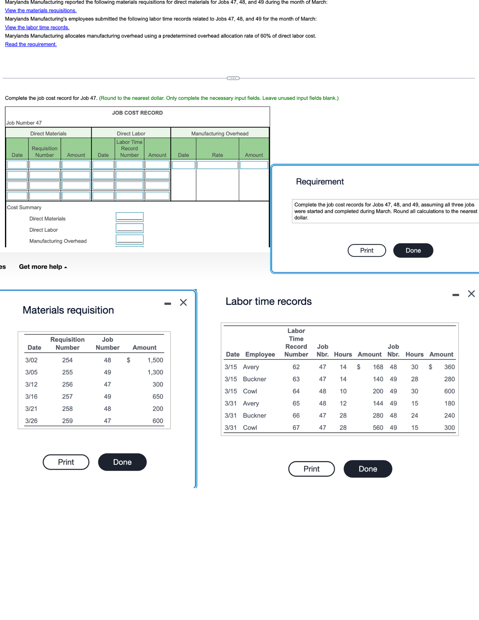 Solved View the materials requisitions.Marylands | Chegg.com