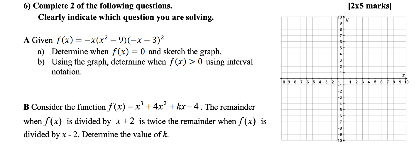 Solved [2x5 marks] 6) Complete 2 of the following questions. | Chegg.com
