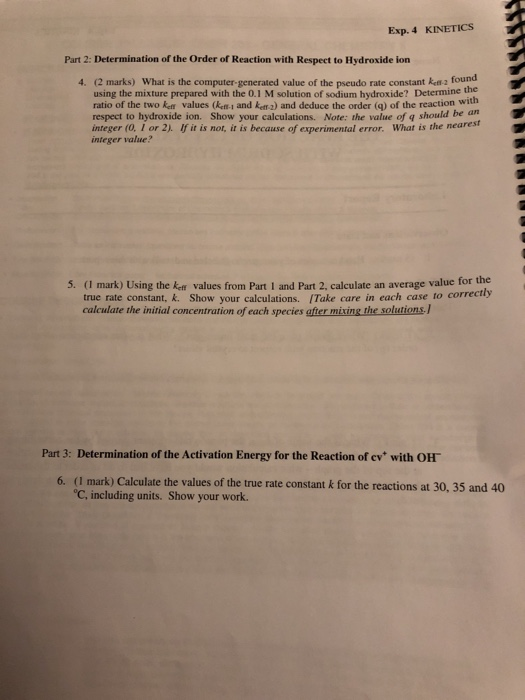 Solved Name: Section Date CHEMISTRY 206 Experiment 4: A | Chegg.com