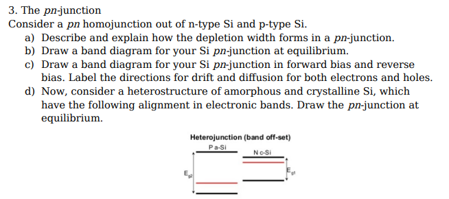 Solved 3. The pn-junction Consider a pn homojunction out of | Chegg.com