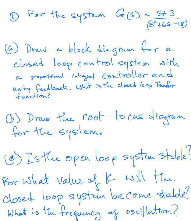 Solved For the system G(s)=(s2+6s−18)s+3 (a) Draw a block | Chegg.com