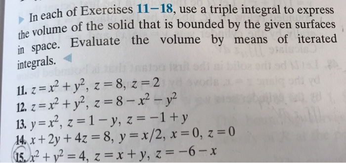 Solved In each of Exercises 11-18, use a triple integral to | Chegg.com