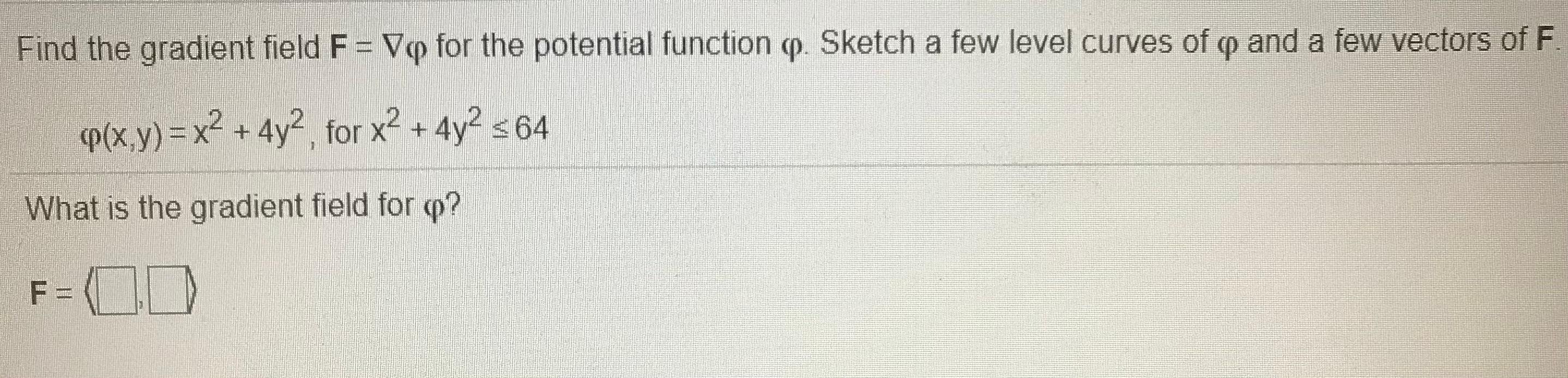 Solved Find the gradient field F = Vp for the potential | Chegg.com