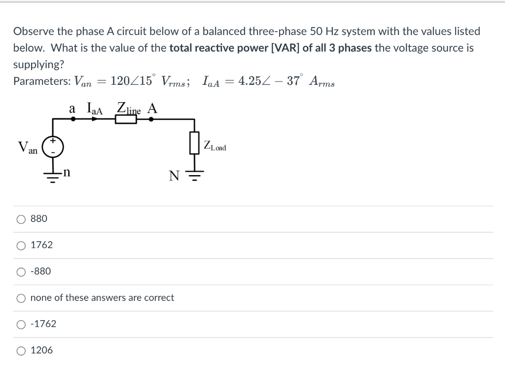 Solved Observe the phase A circuit below of a balanced | Chegg.com
