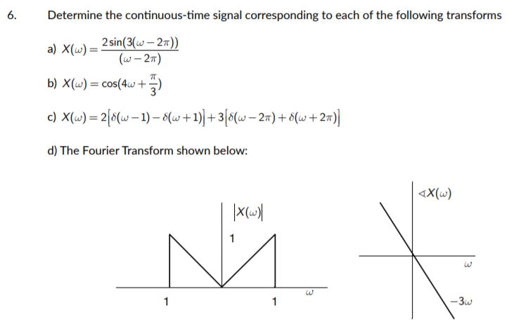 Solved Determine the continuous-time signal corresponding to | Chegg.com