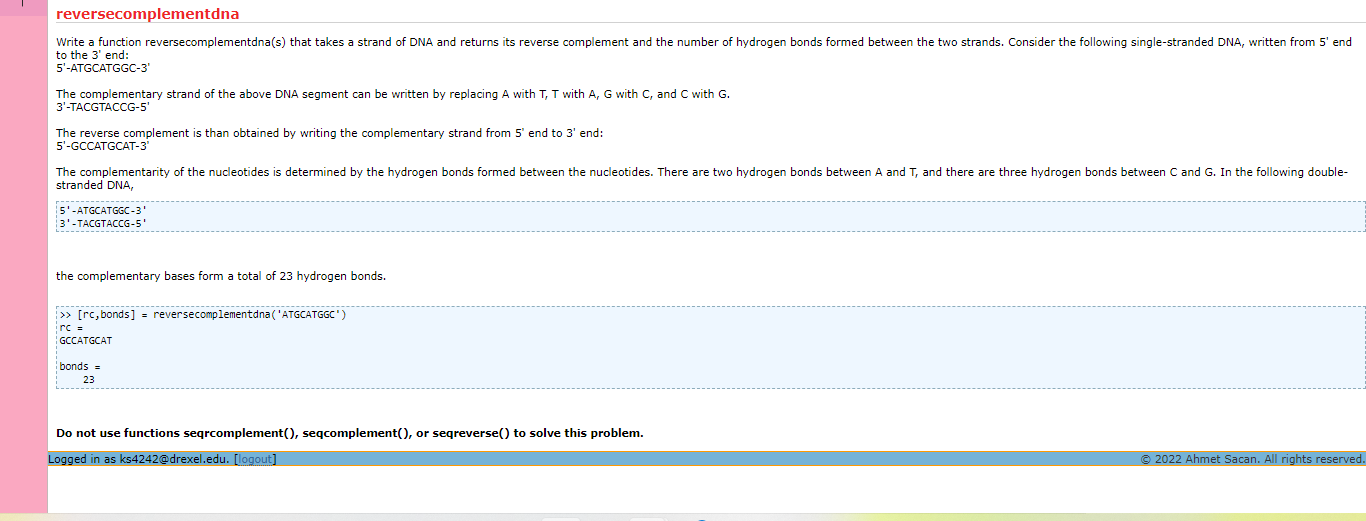 Solved Reversecomplementdna Write A Function 