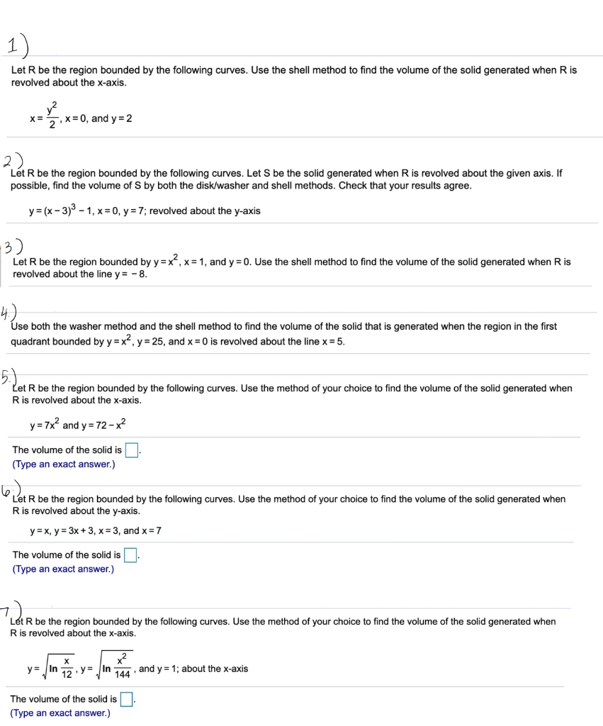 Solved Let R be the region bounded by the following curves. | Chegg.com