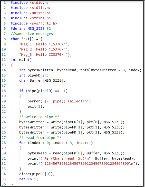 Solved Test Communication Using Pipes: Start with the | Chegg.com