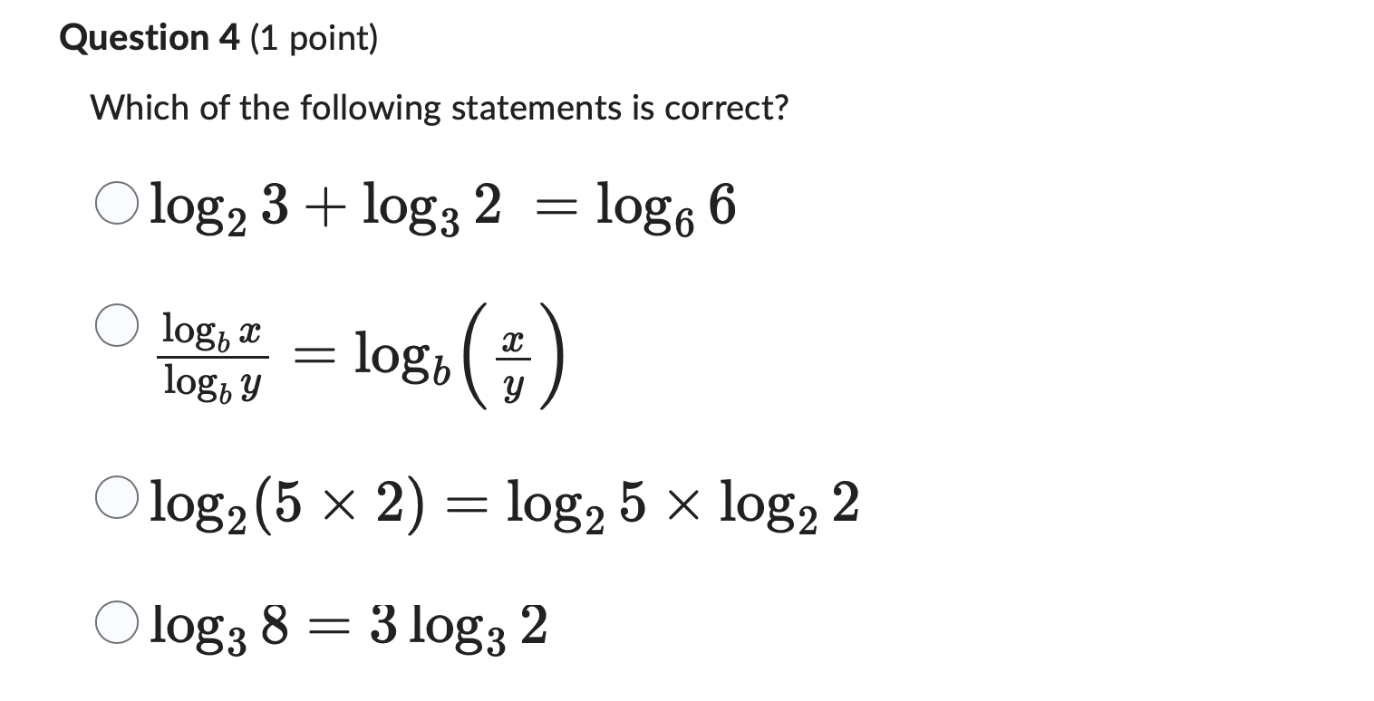 Question 4 (1 ﻿point)Which of ﻿the following | Chegg.com