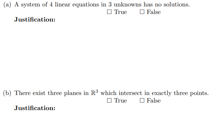 Solved (a) A system of 4 linear equations in 3 unknowns has | Chegg.com