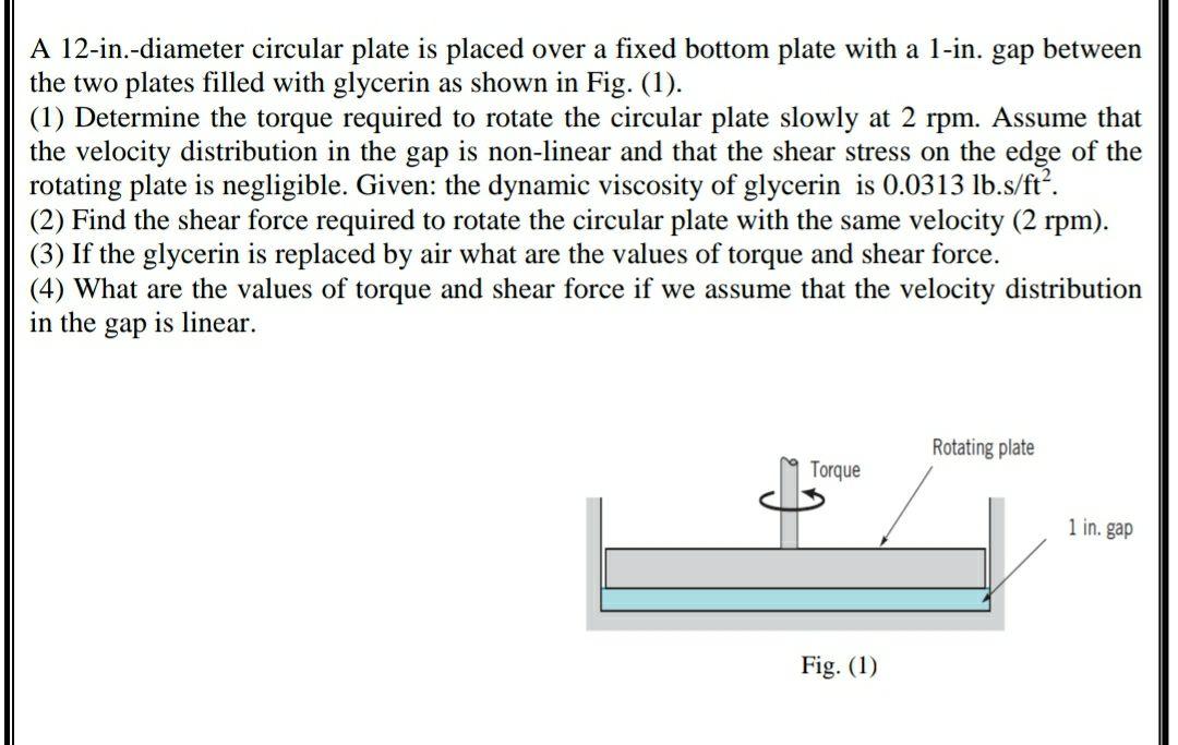 Solved A 12-in.-diameter circular plate is placed over a | Chegg.com