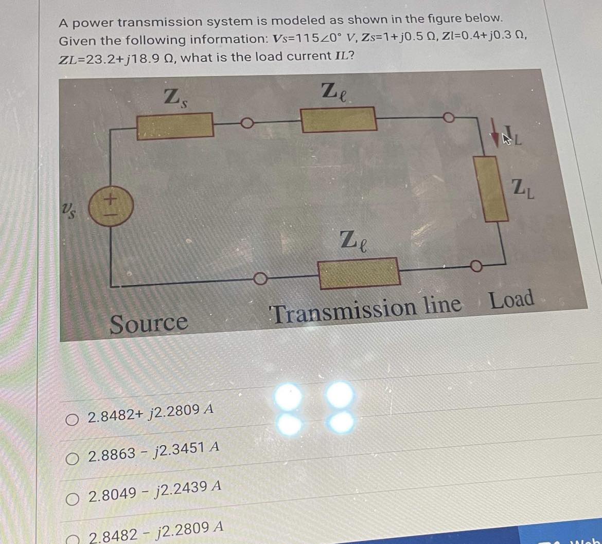 Solved A power transmission system is modeled as shown in | Chegg.com