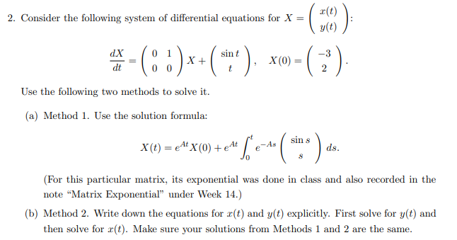 2. Consider the following system of differential | Chegg.com