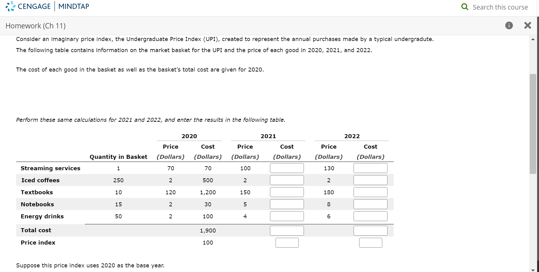 Solved Consider an imaginary price index, the Undergraduate | Chegg.com