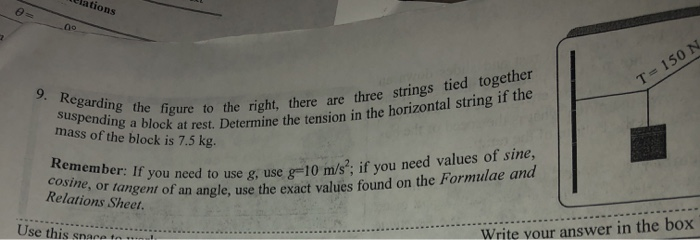 Solved lations Suspending he figure to the right, there are | Chegg.com