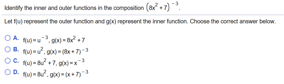 Solved Identify the inner and outer functions in the | Chegg.com