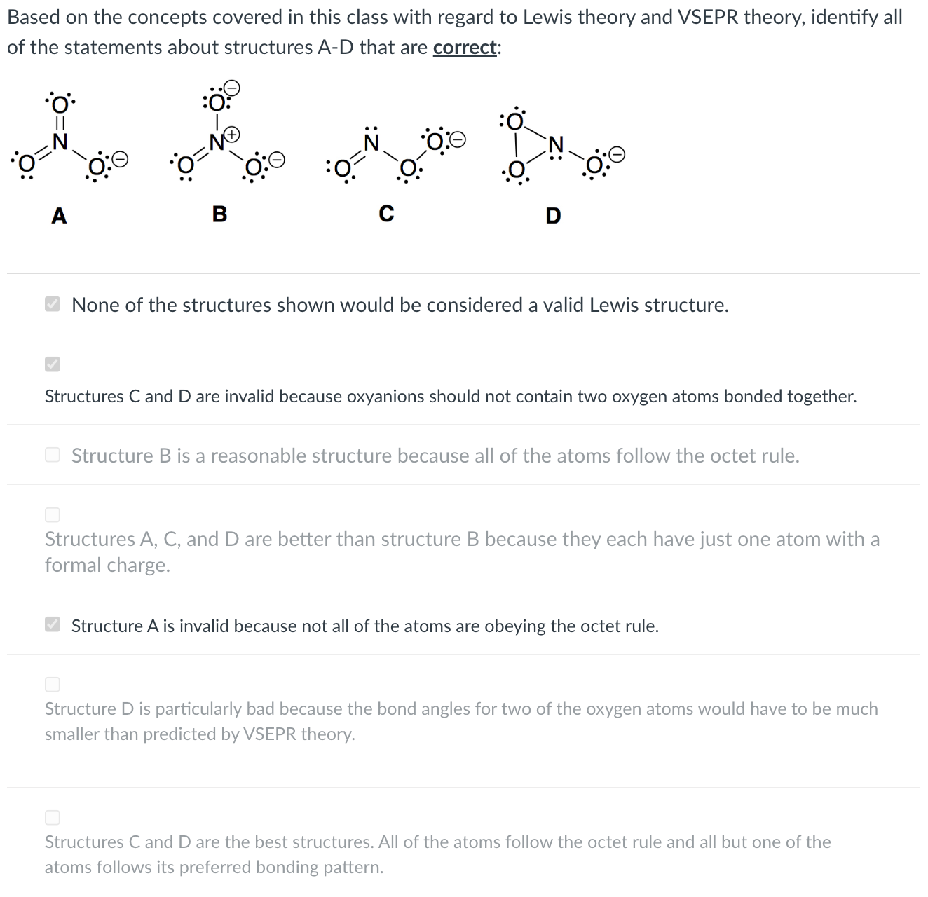 Solved Examine the molecule shown below and determine which | Chegg.com