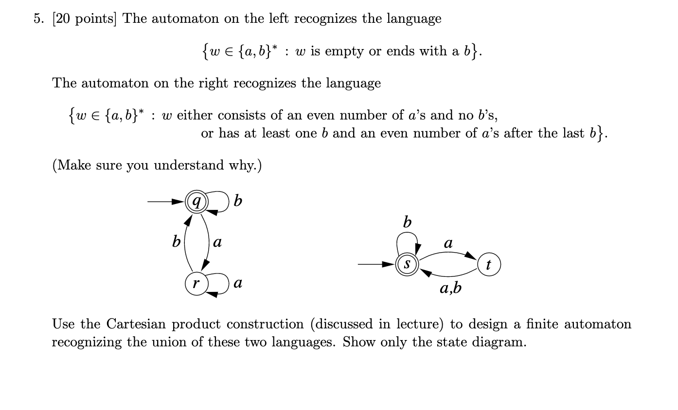 Solved [20 Points] Consider The Following Finite Automaton