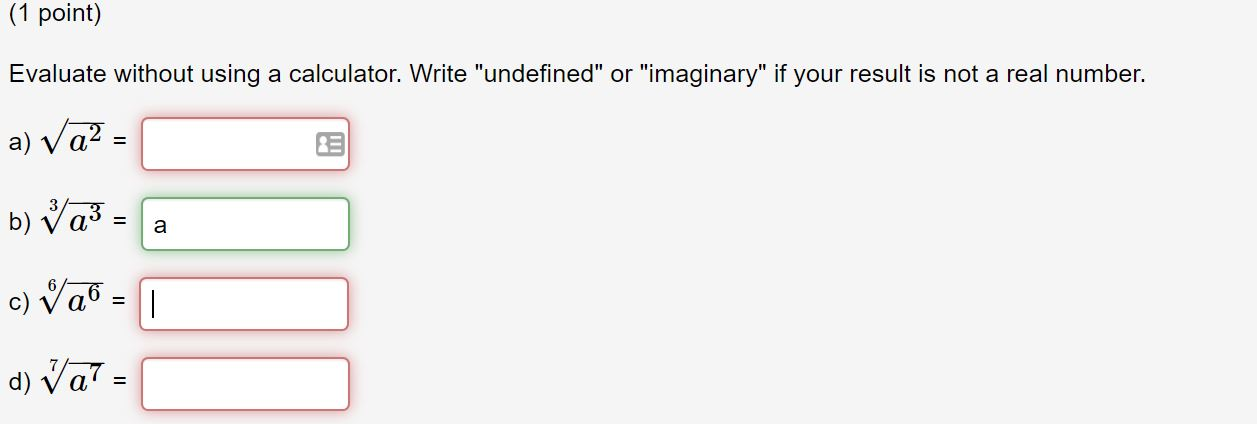 Solved (1 point) Evaluate without using a calculator. Write | Chegg.com