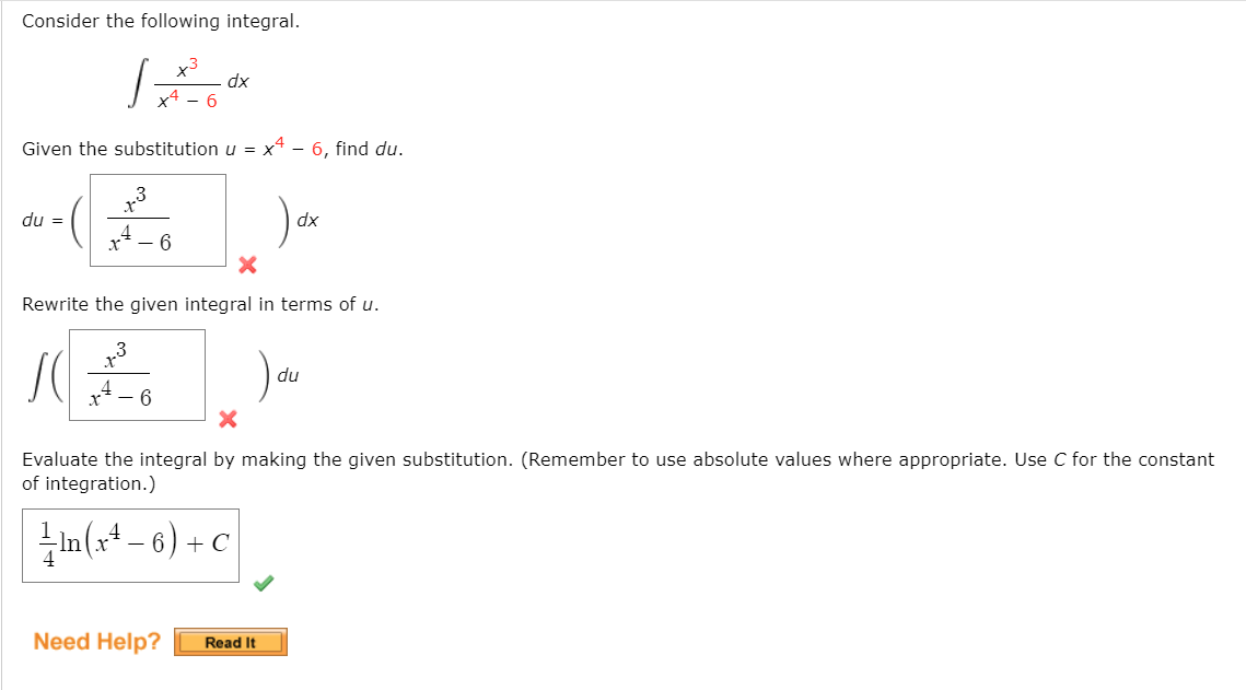 Solved Consider the following integral. x3 Ver dx Given the | Chegg.com
