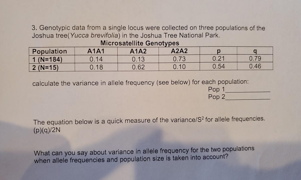 Solved 3. Genotypic data from a single locus were collected | Chegg.com