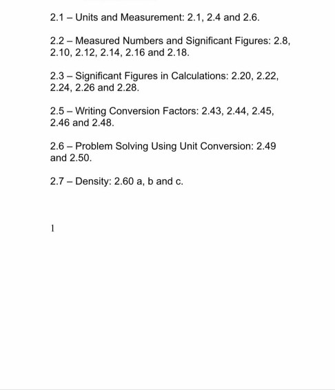 2.1 - Units and Measurement: 2.1, 2.4 and 2.6. 2.2 - | Chegg.com