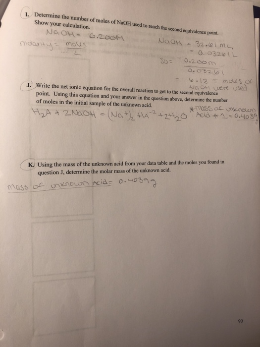 Solved Determine the number of moles of NaOH used to reach | Chegg.com