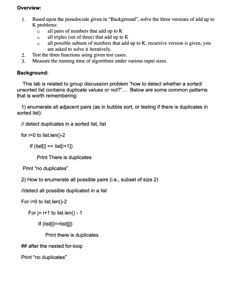 Solved Overview: 1. o Based upon the pseudocode given in | Chegg.com