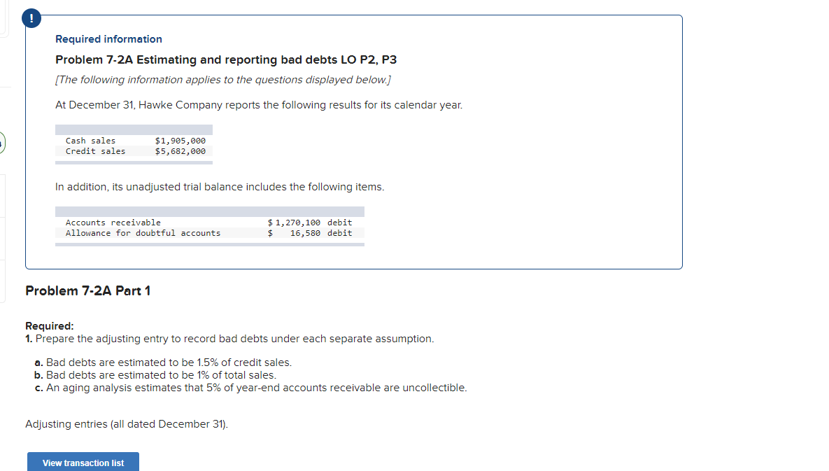 Solved ! Required information Problem 7-2A Estimating and | Chegg.com