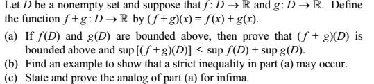 Solved Let D be a nonempty set and suppose that f: D and g: | Chegg.com
