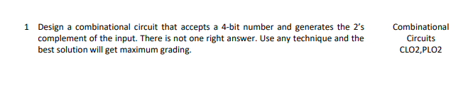 Solved 1 Design a combinational circuit that accepts a 4-bit | Chegg.com