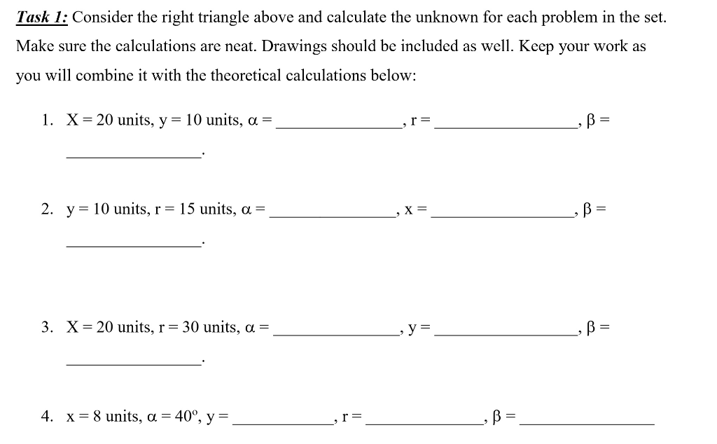 Solved Task 1: Consider the right triangle above and | Chegg.com