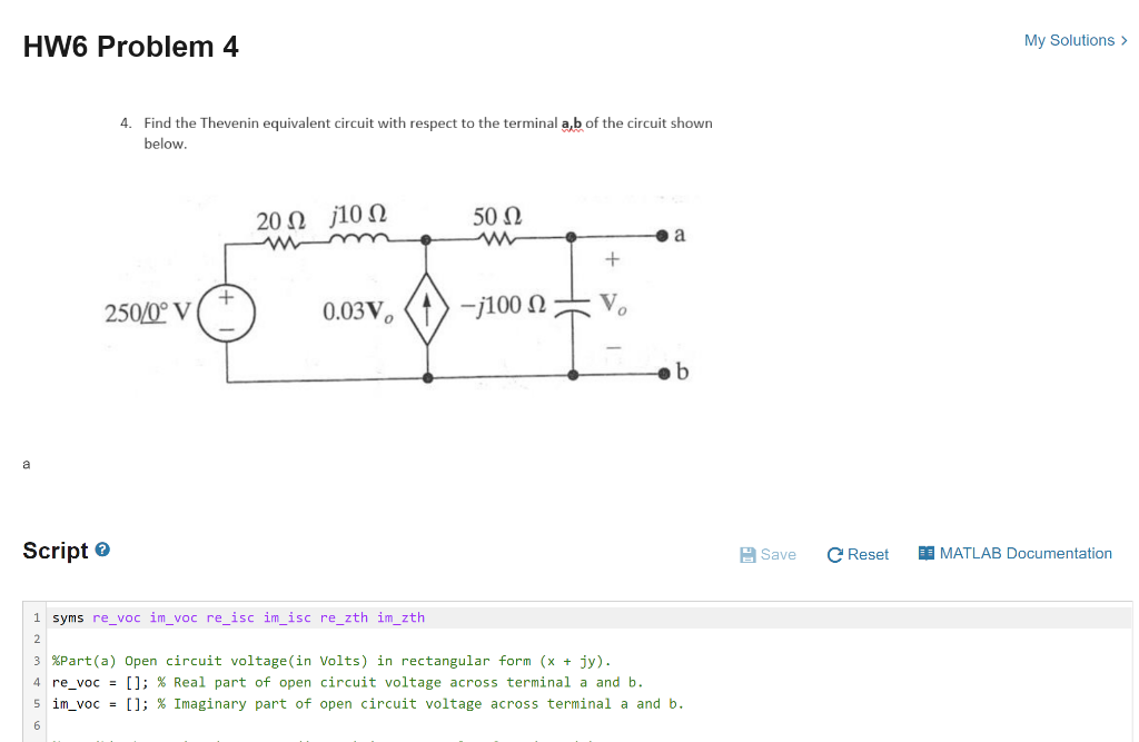 Solved HW6 Problem 4 My Solutions > 4. Find the Thevenin | Chegg.com
