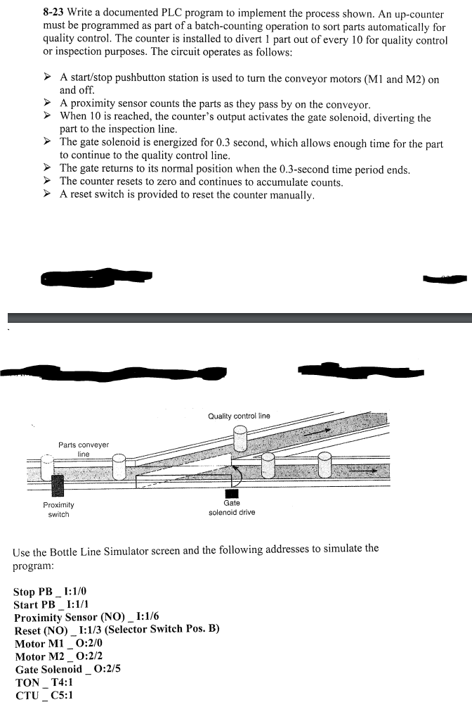 Solved 8-23 ﻿Write a documented PLC program to implement the | Chegg.com