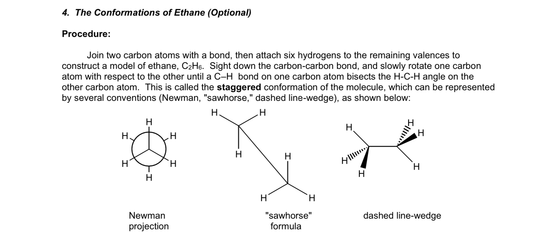 Solved 4. The Conformations of Ethane (Optional) Procedure: | Chegg.com
