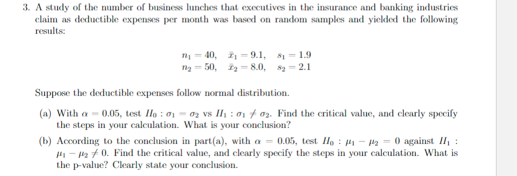 Solved 3. A study of the number of business lunches that | Chegg.com